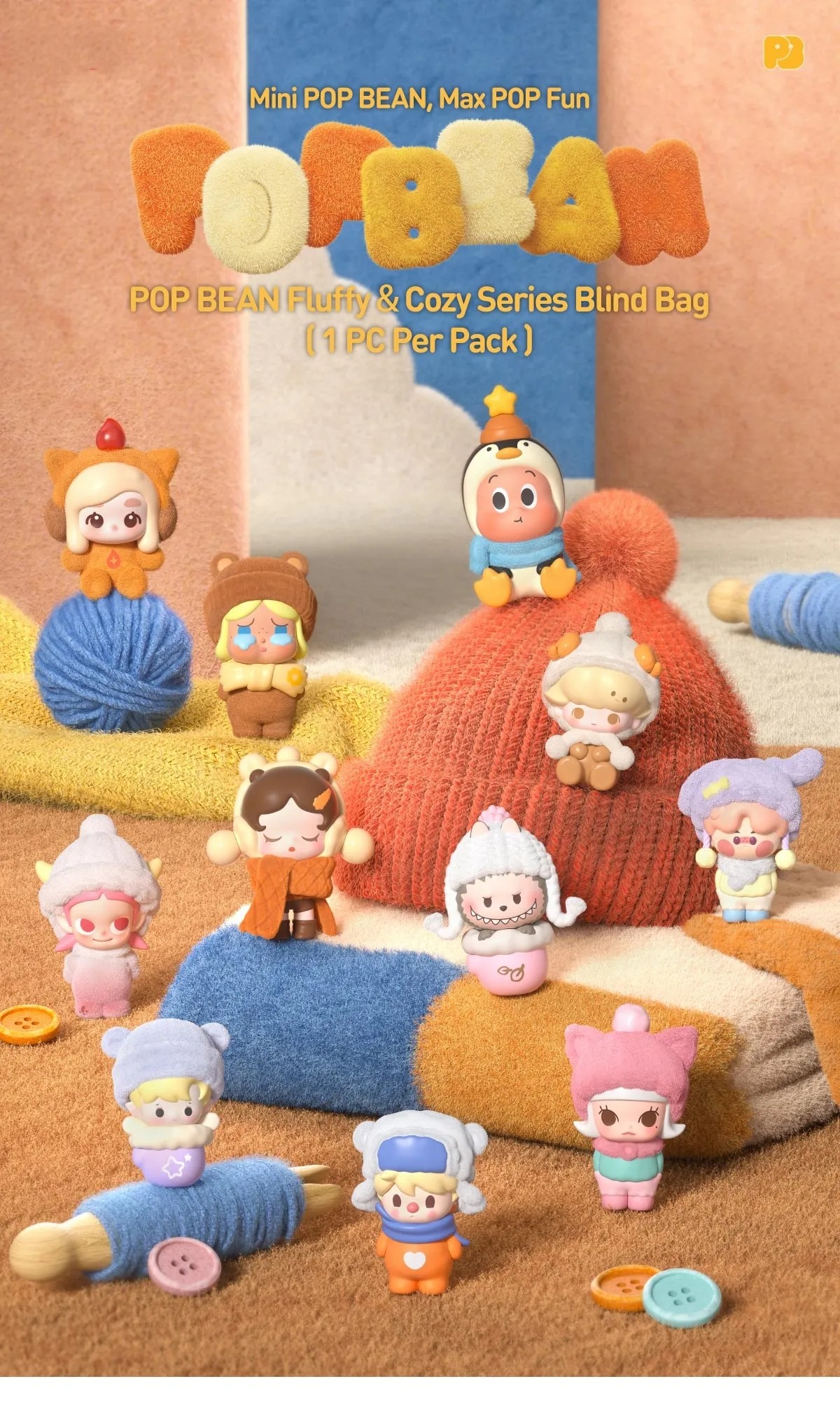 POP BEAN Fluffy & Cozy Series Blind Bag (1 PC Per Pack) POPBEAN Winter ...