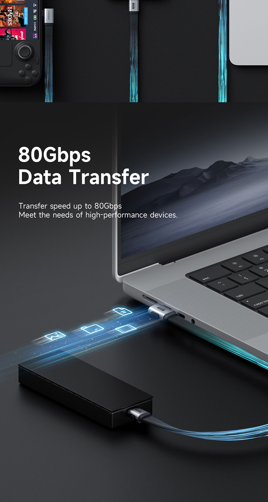 Hagibis USB4 V2 Cable 90-Degree Right-Angle USB-C to USB-C Cable Type-C ...