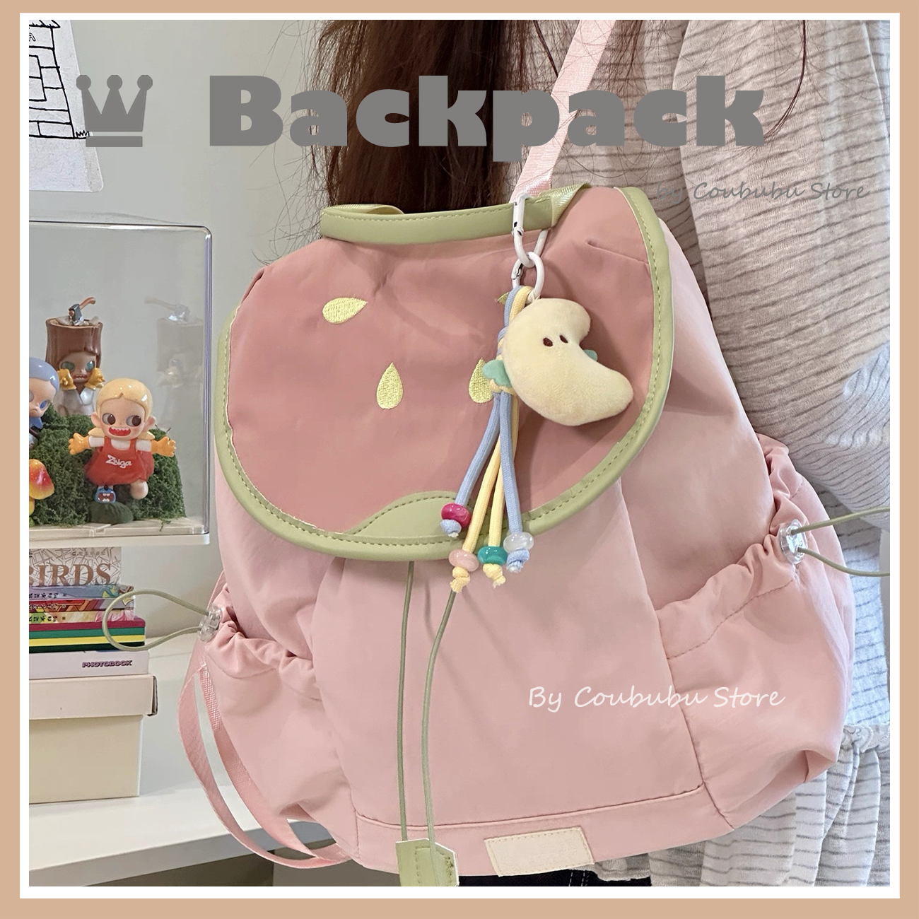 Coububu Japanese Ins cute strawberry Large Capacity school bag Shoulder ...