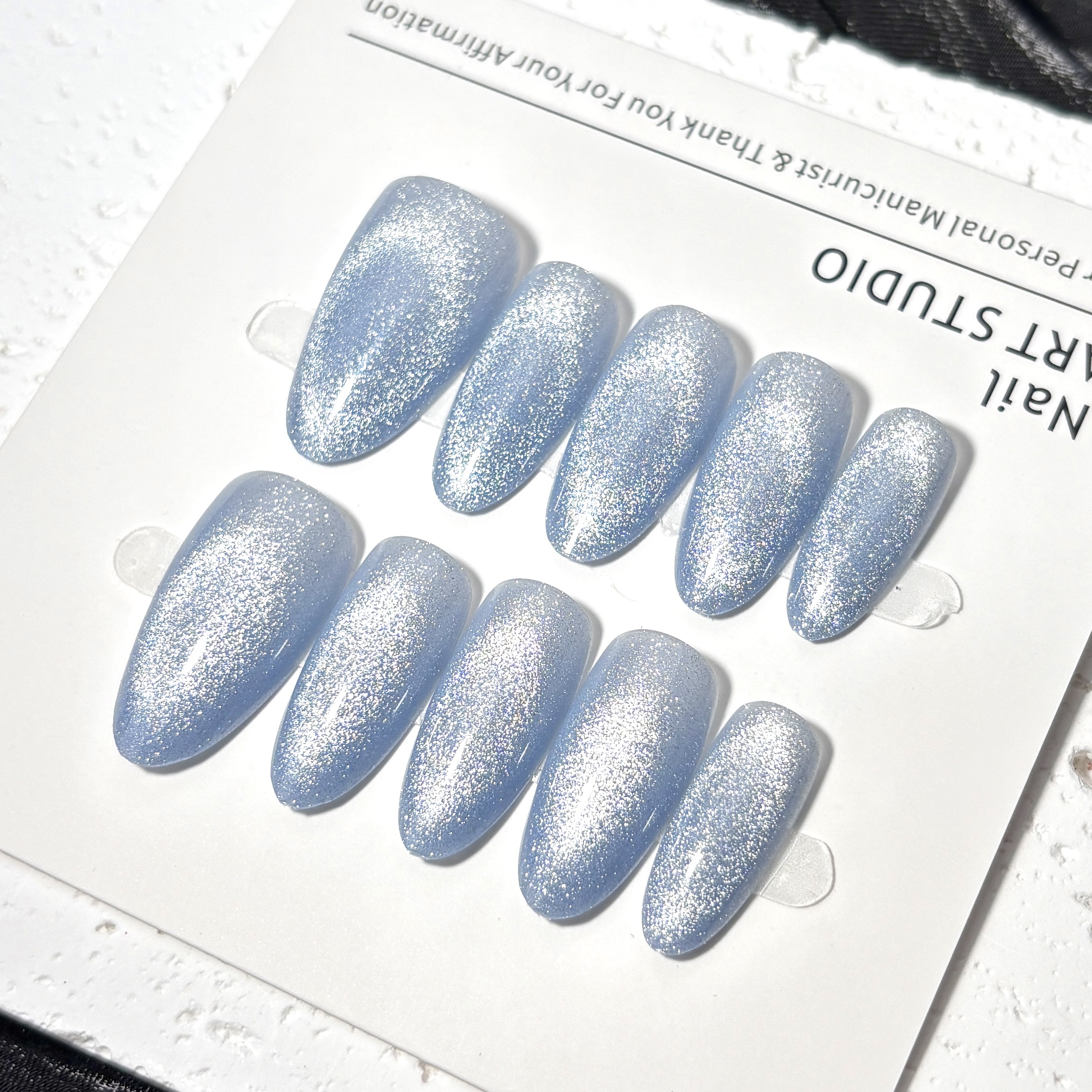 10pcs Handmade Fake Nail Glass Beads Cat Eye Long Short Nail Fashion ...