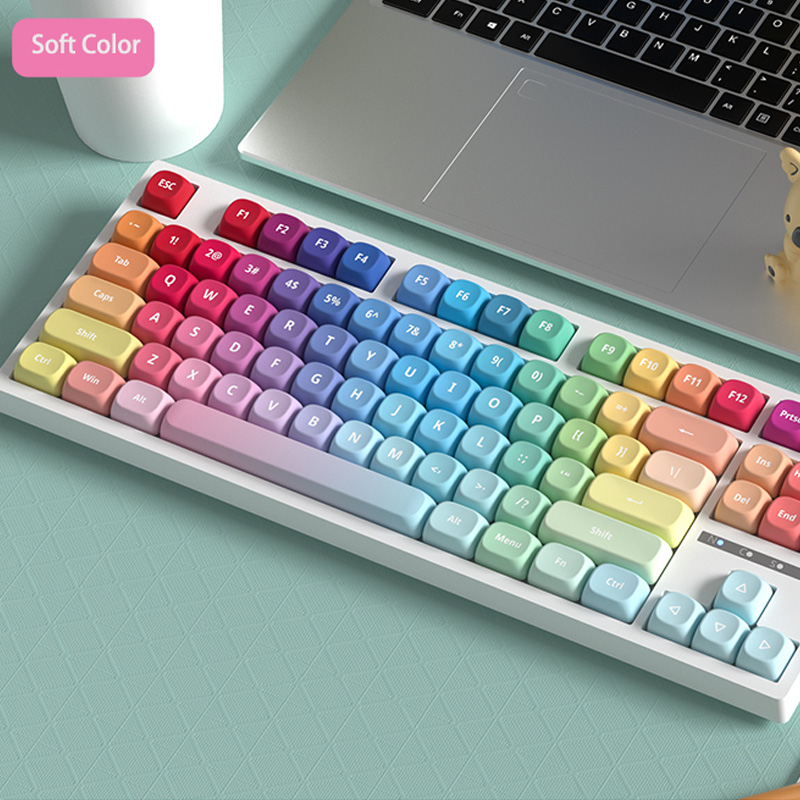121 Keys Colorful MOA Profle Keycaps Blue Charm Dye Sub PBT Keycaps for ...