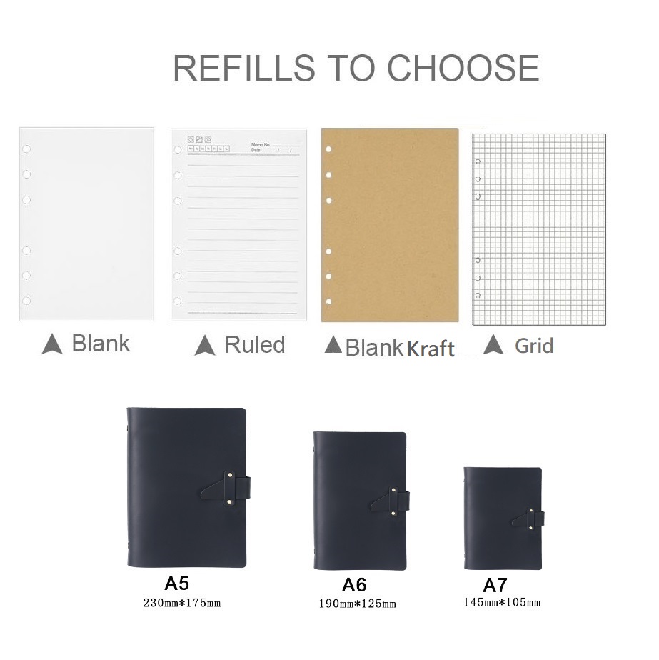 Genuine Leather Rings Notebook A5 Spiral Diary Brass Binder Journal ...