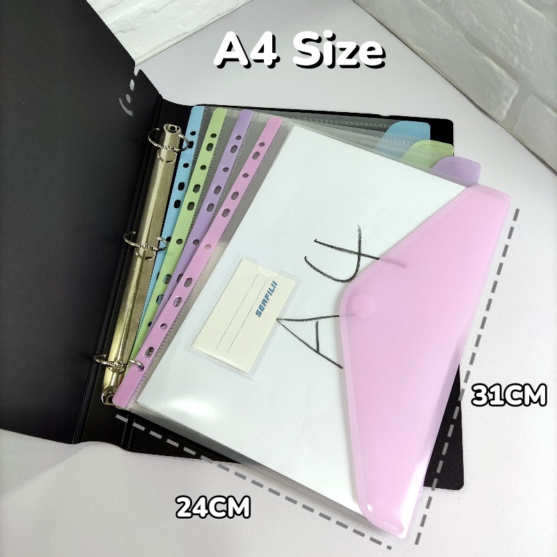 A4/Long Loose Leaf Plastic Envelope Binder Pouch Paper Organizer ...