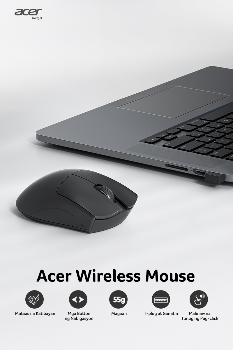 Acer Wireless Mouse for Laptop 2.4GHz Computer Mouse with 5 Buttons USB ...