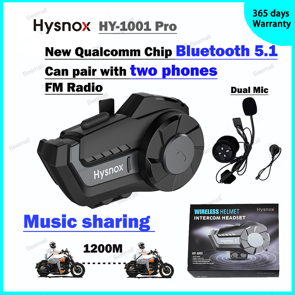 [Authentic]Hysnox HY-1001 Pro Motorcycle Intercom Helmet Bluetooth 5.1 ...