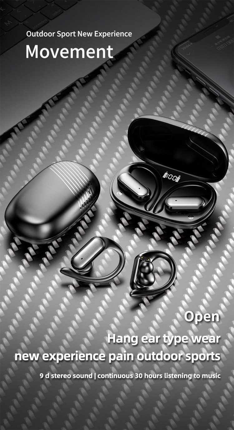 A520 TWS Wireless Bluetooth Earphones Super Bass HIFI Stereo Ear-Hook ...