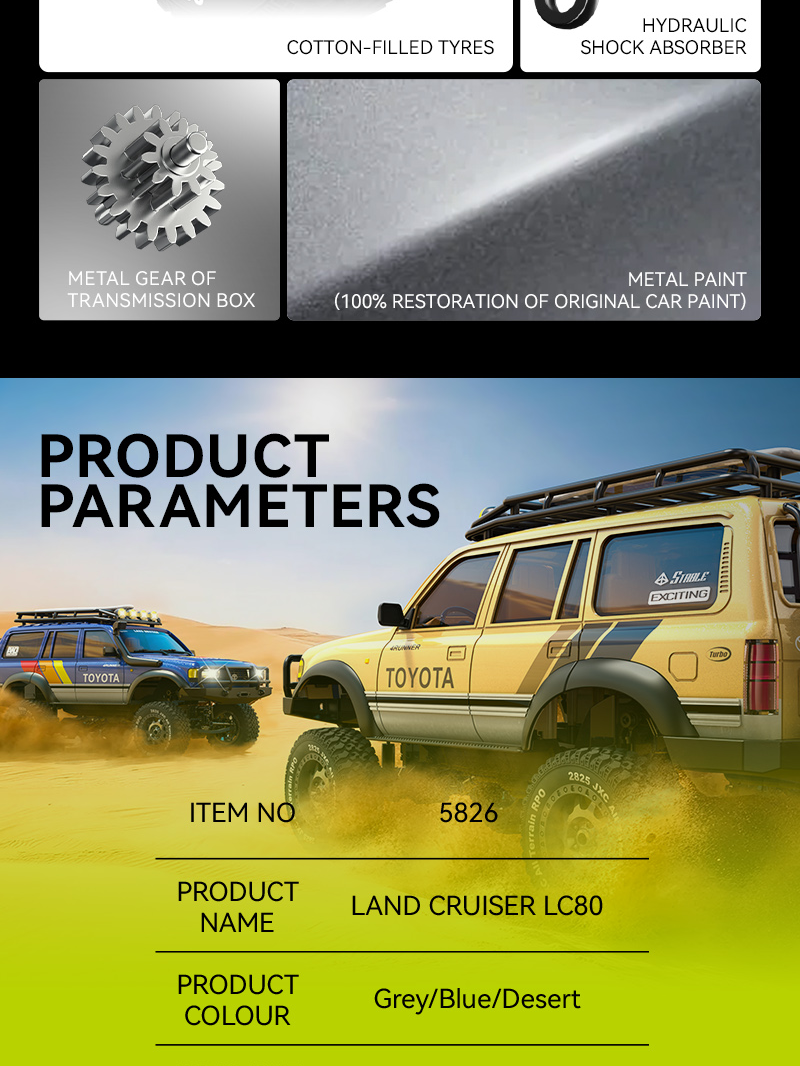 JXC C5826 V2 1/12 Licensed Toyota Land Cruiser LC80 RC Rock Crawler 2 ...