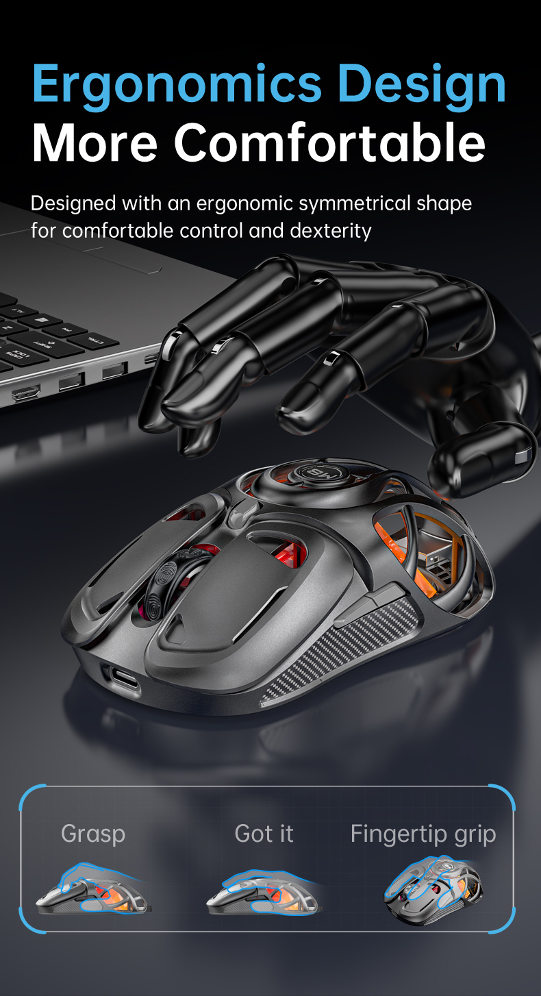 IQUNIX Wireless Gaming Mouse Tri-mode 2.4G Bluetooth USB-C 12000 DPI ...