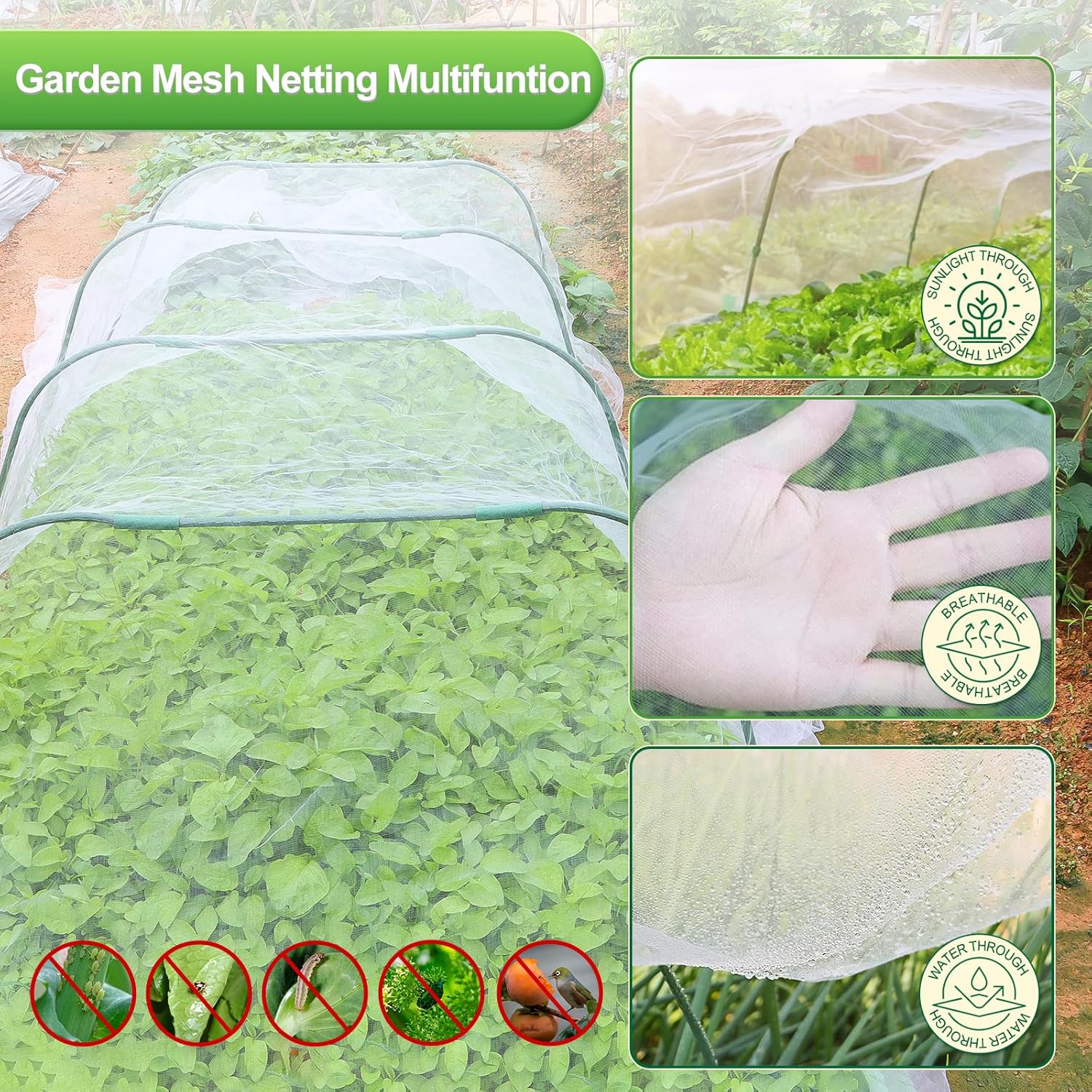40 Mesh Anti-Insect Bird Nets Farm Vegetable Pest Control Screen Garden ...