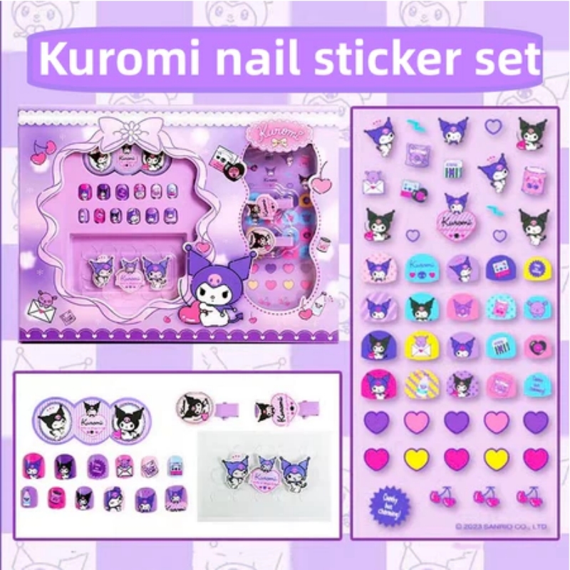 Kuromi children Girls Nail Sticker 3D Designs Non Toxic Nail Set ...