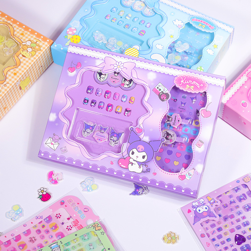 Kuromi children Girls Nail Sticker 3D Designs Non Toxic Nail Set ...