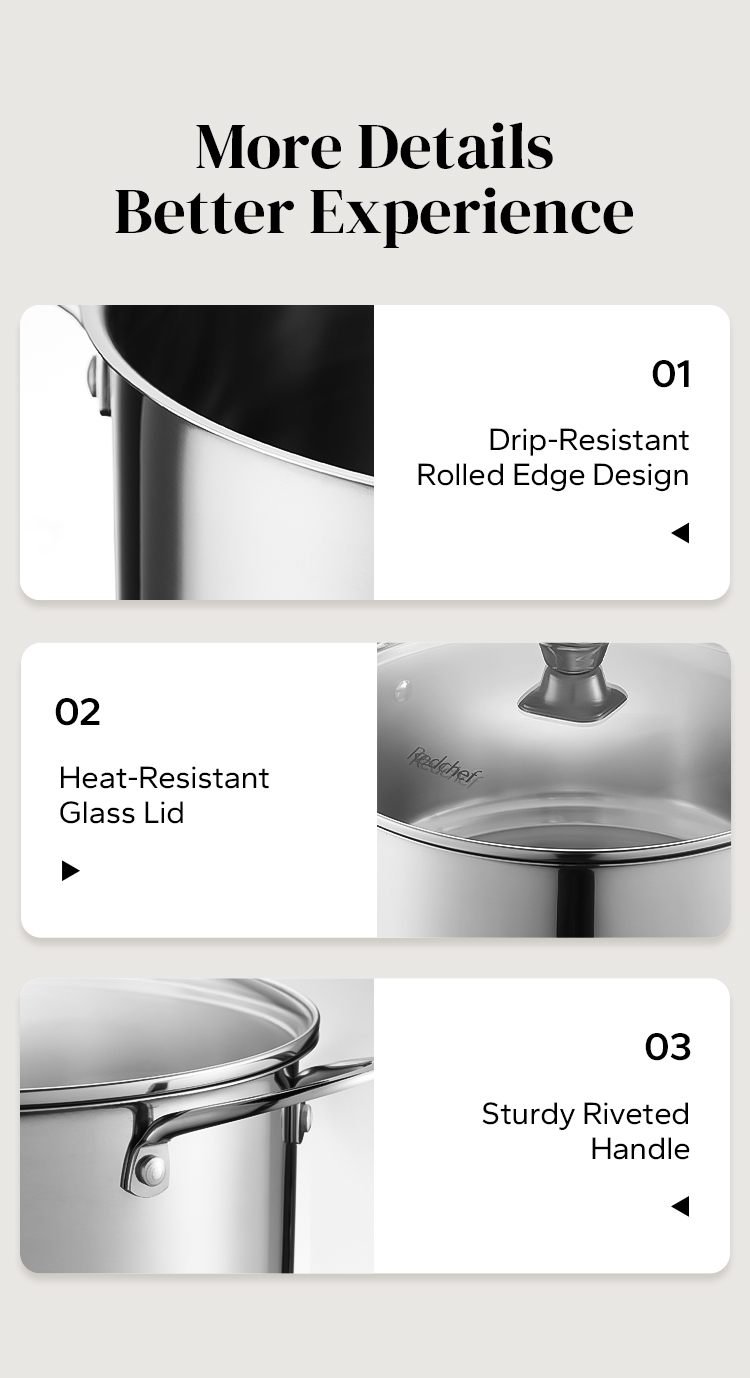 Redchef 6/7 Piece Stainless Steel Cookware Set is PFAS PTFE and PFOA ...