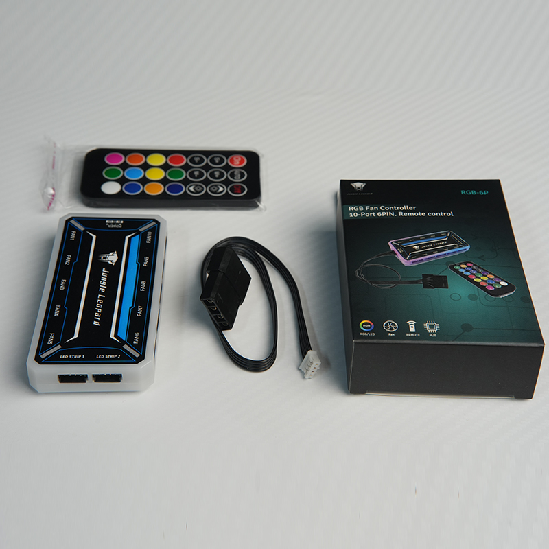 Jungle Leopard 6PIN CPU Fan RGB Controller Remote Control 10 Fan Ports ...