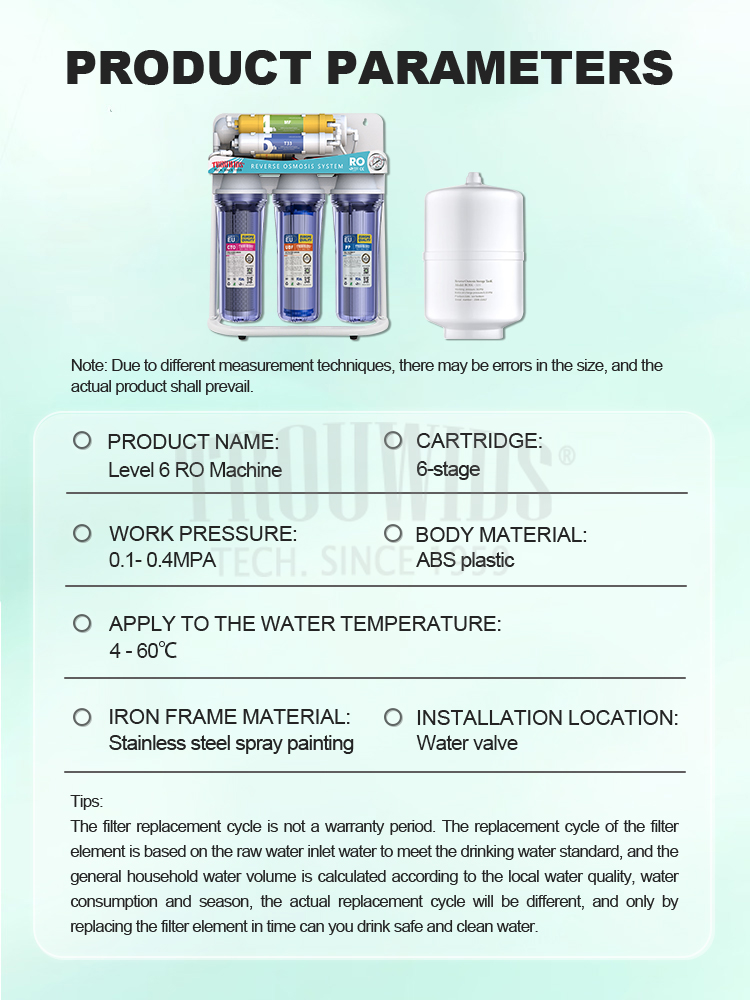 TROUWIDS Water Purifier Reverse Osmosis 6-Stage Filtration Water Filter ...