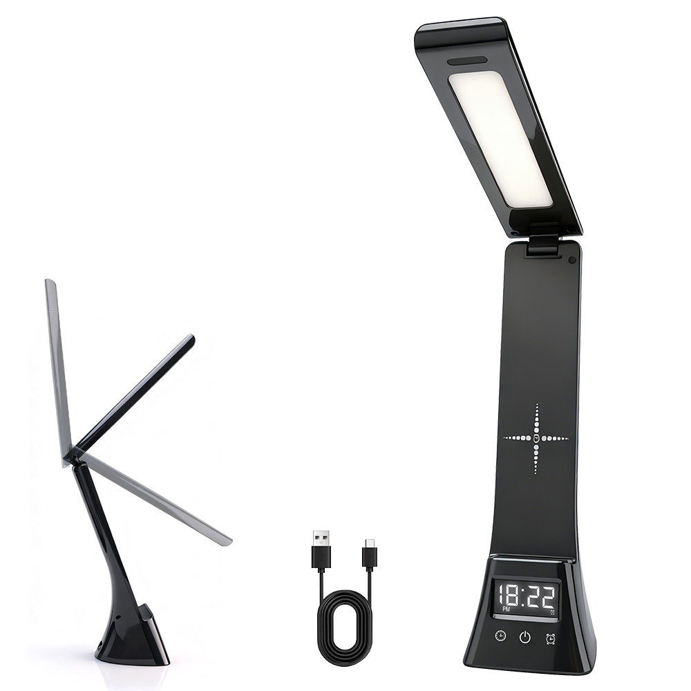 3-in-1 Foldable Desk Lamp With Wireless Charging, Clock Alarm, Phone ...