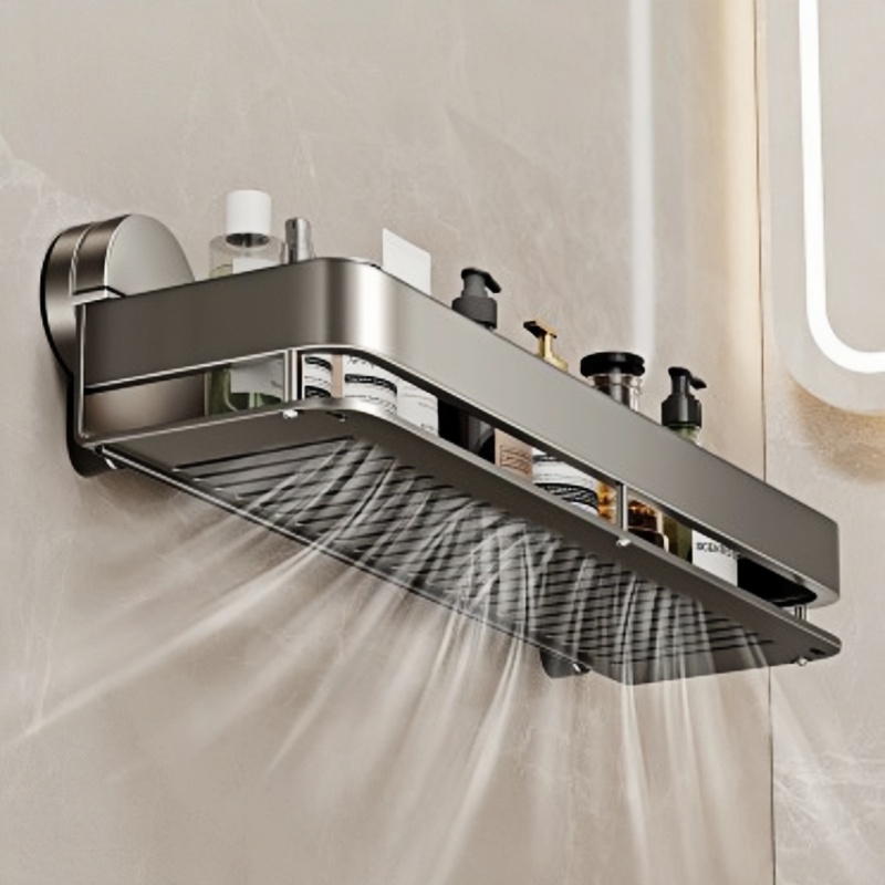 Suction Cup Upgraded Height Bathroom Rack Wall-mounted No-drill ...