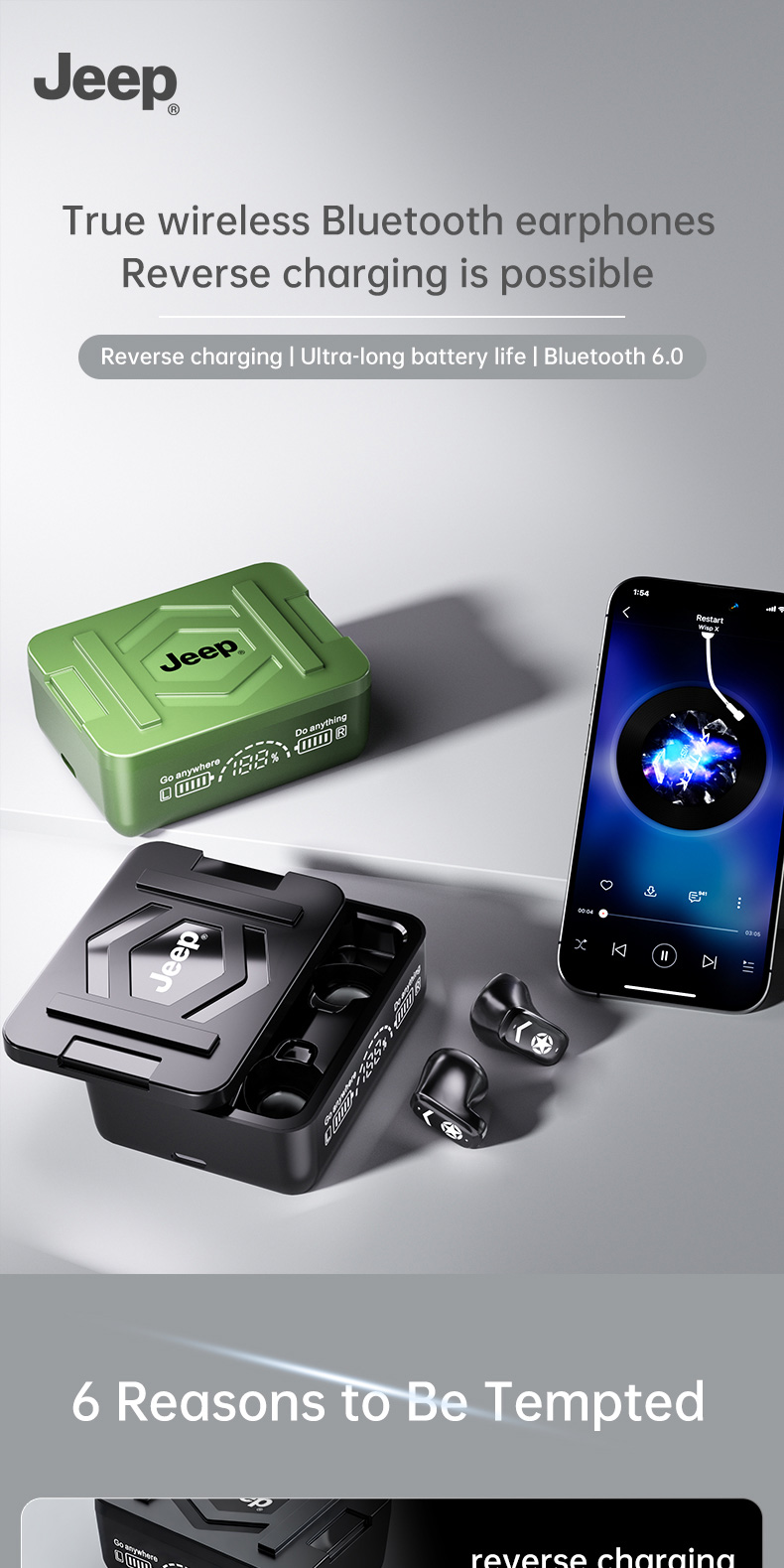 Jeep EW130 PRO Earphones Bluetooth 6.0 HIFI HD Calls Noise Cancellation ...