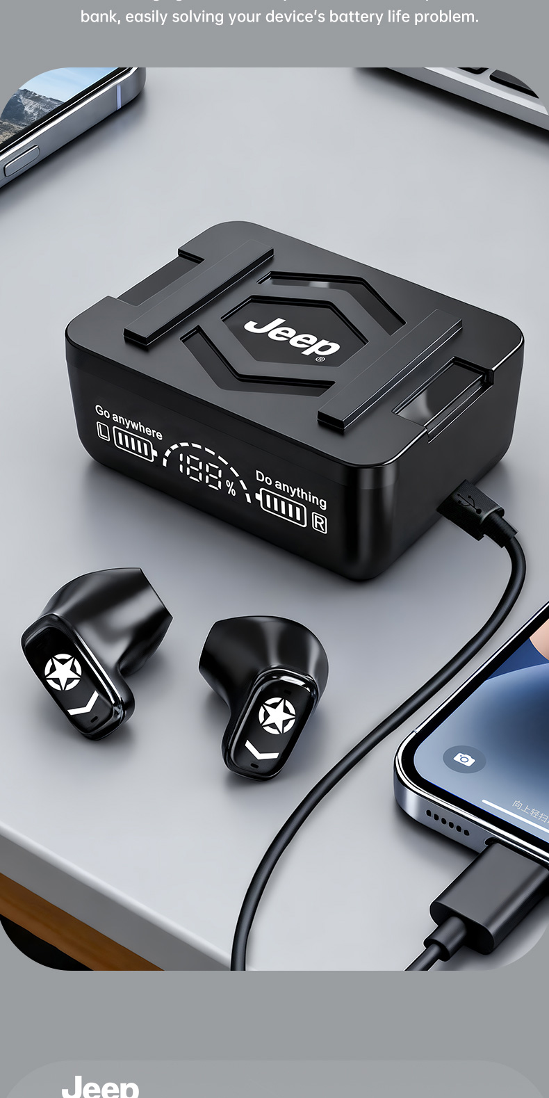 Jeep EW130 PRO Earphones Bluetooth 6.0 HIFI HD Calls Noise Cancellation ...