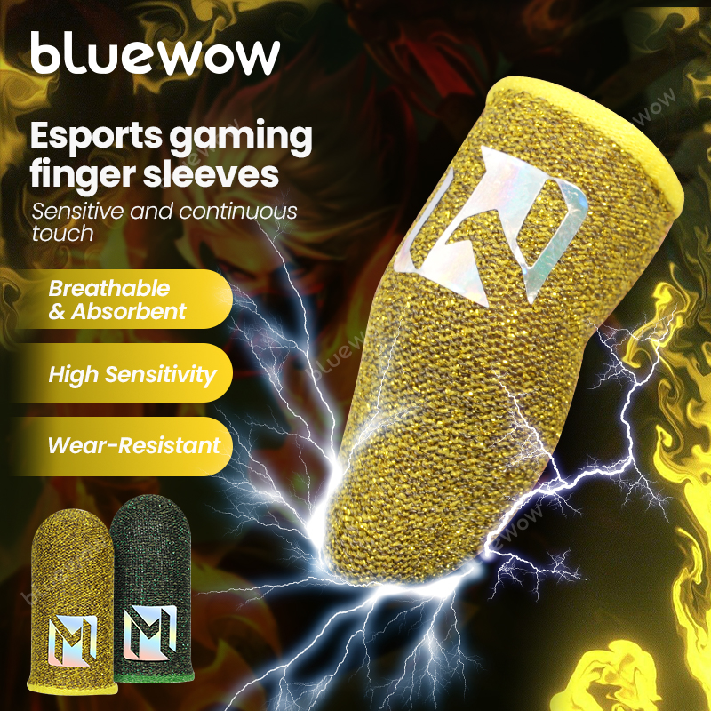 BlueWow Gaming Finger Sleeve Professional Game Gloves Silver Cloth For ...
