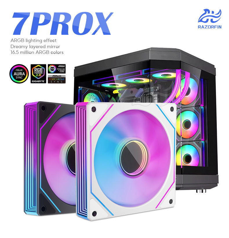 Prism 7ProX Fixed Speed Fan 120mm, 5V 3-Pin Motherboard ARGB light Sync ...