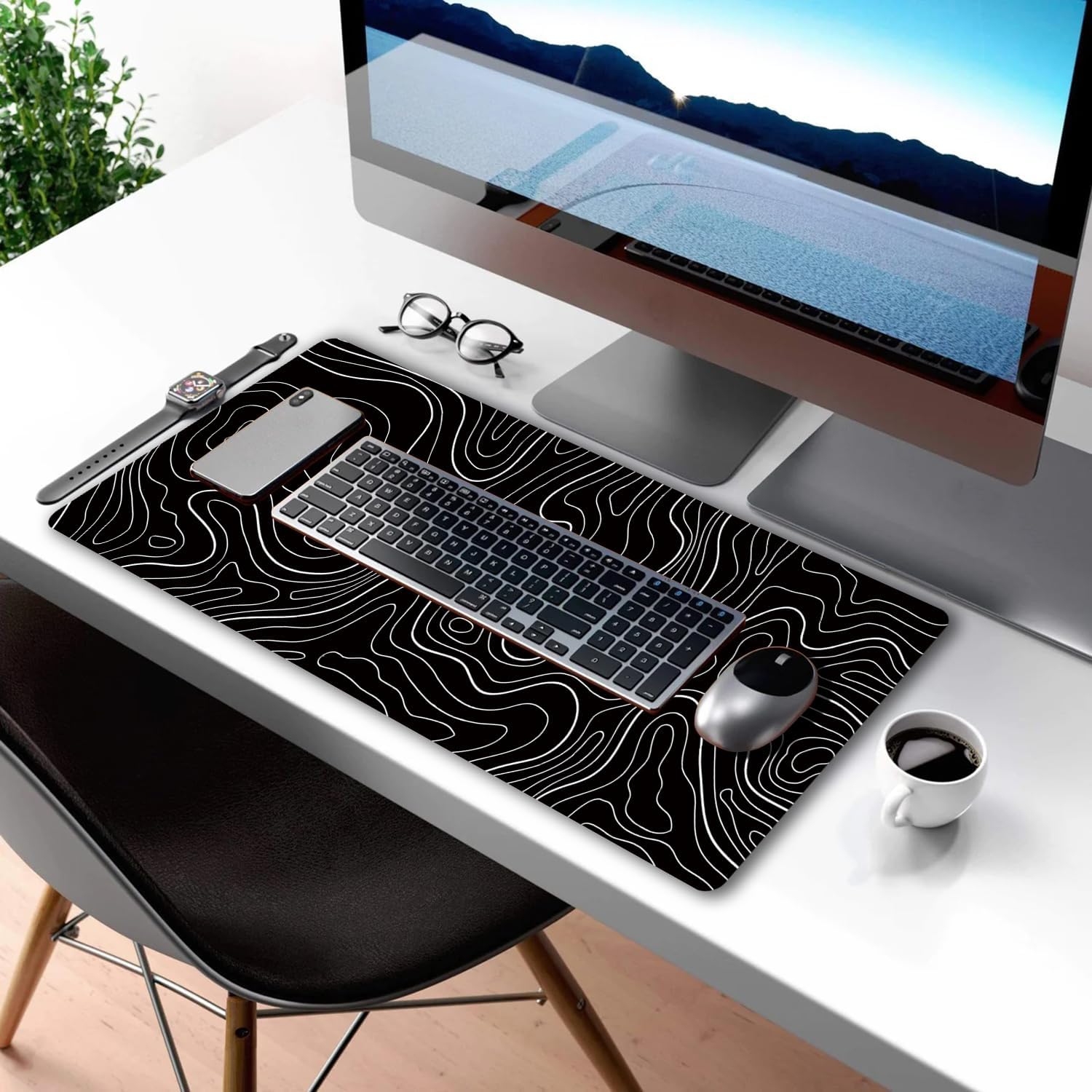IQUNIX Large gaming terrain keyboard and mouse pad, black, with anti ...
