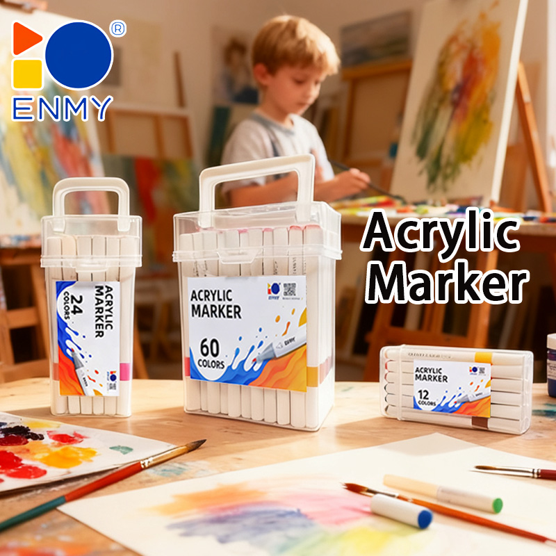 ENMY Art Acrylic Marker 12/24/60 Colors Large Capacity Square Box ...
