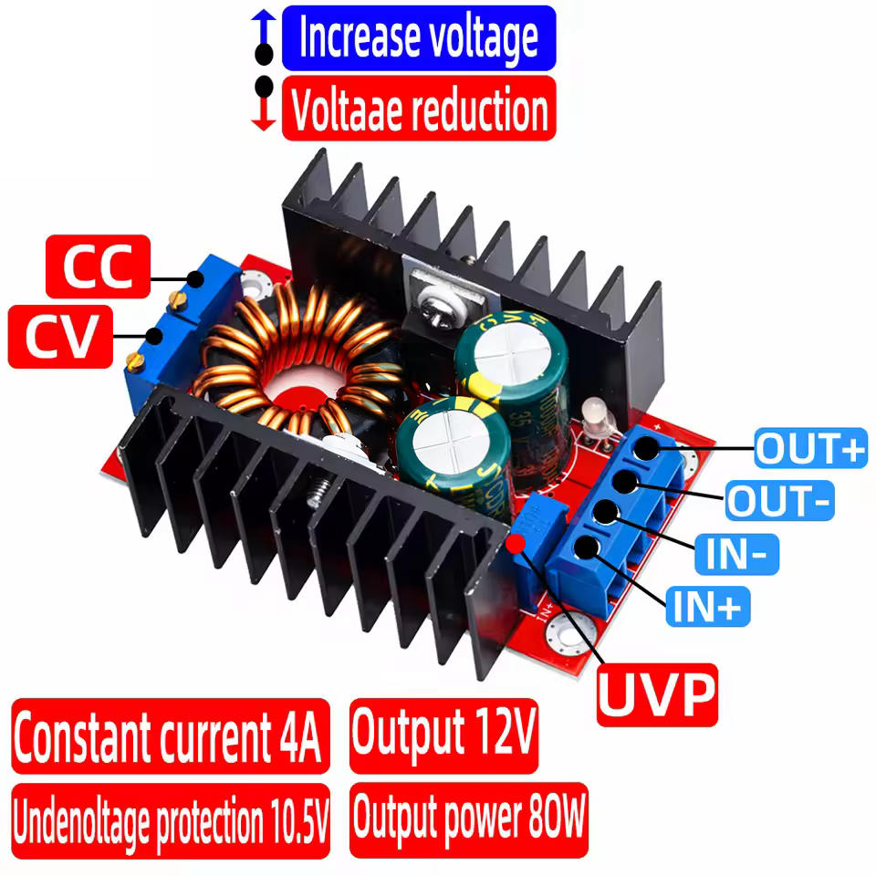 DC DC CC CV Buck Boost Converter 9-35 to 1-35V 80W Buck Booster DC Step ...