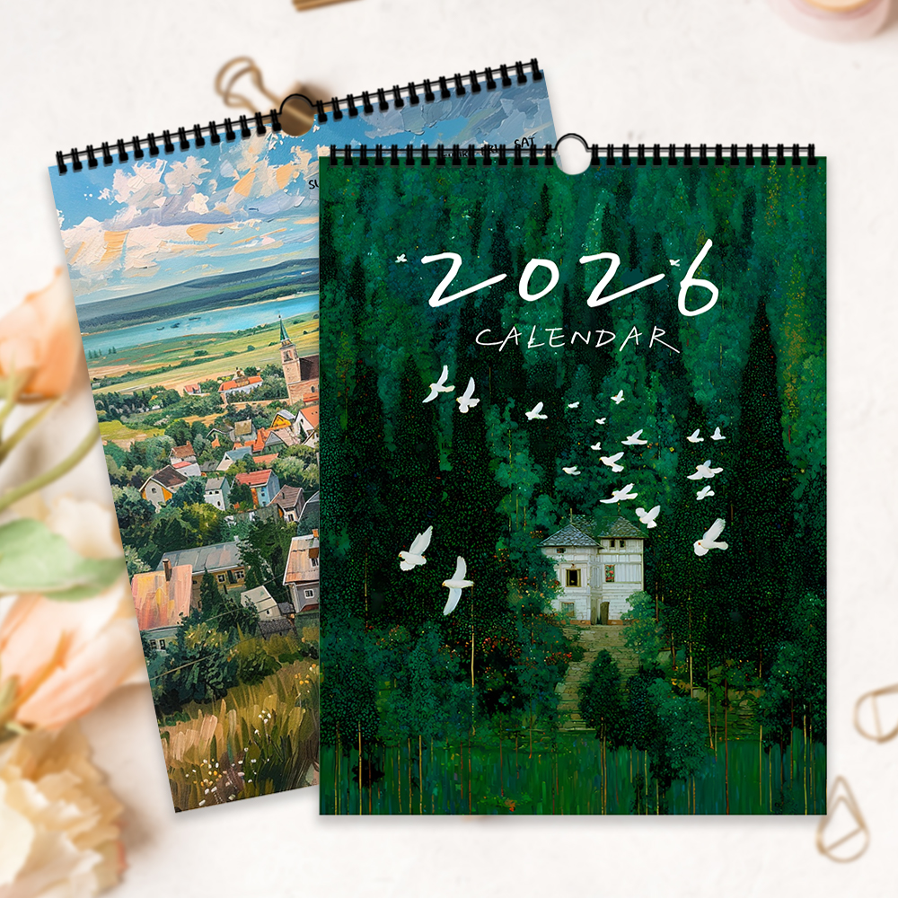 Wall Calendar 1pc 2026 Artistic Landscape,planner study, 12 Beautiful ...