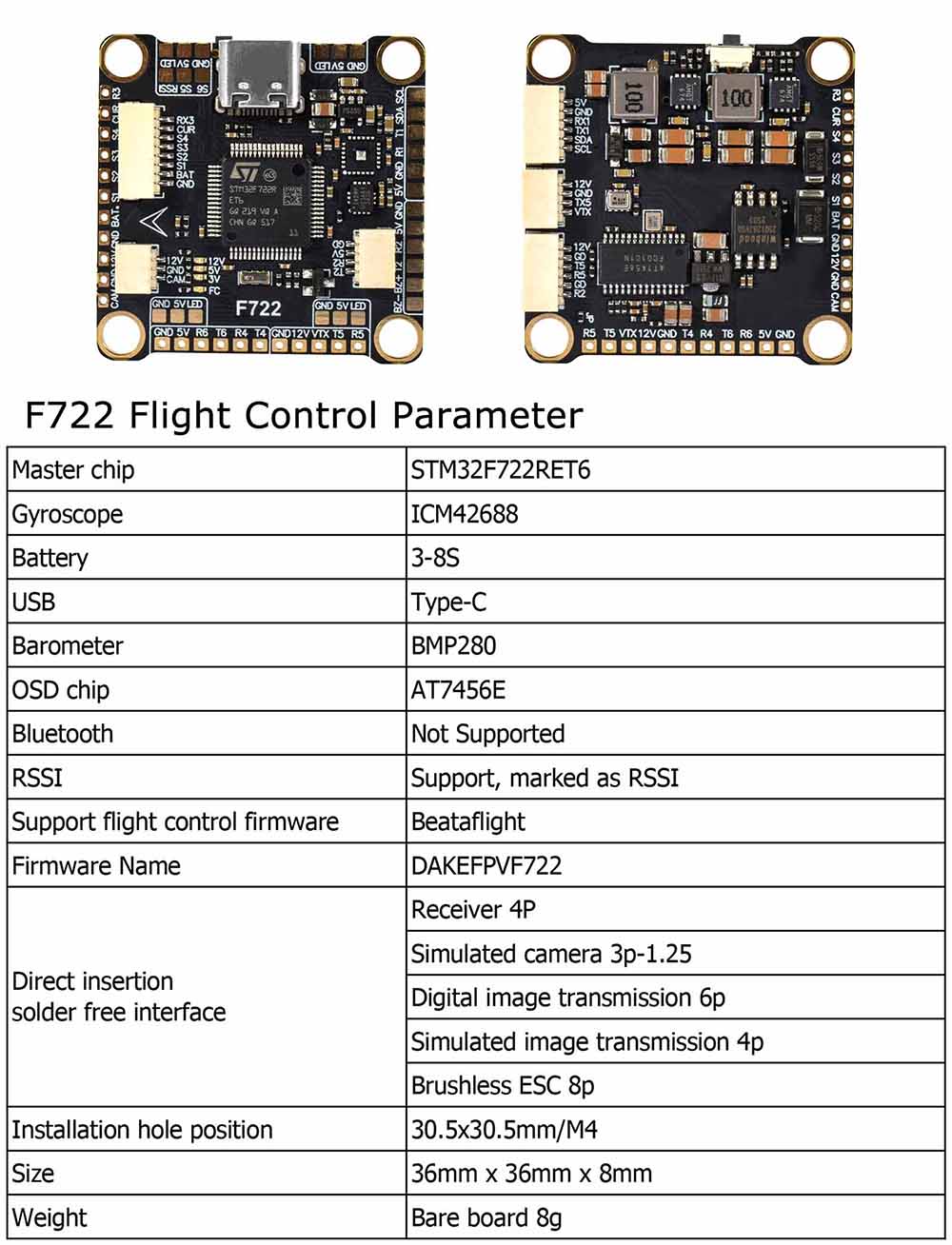 9IMOD F722 Flight Stack F722 Flight Control 55A/60A ESC 3-6S For RC FPV ...