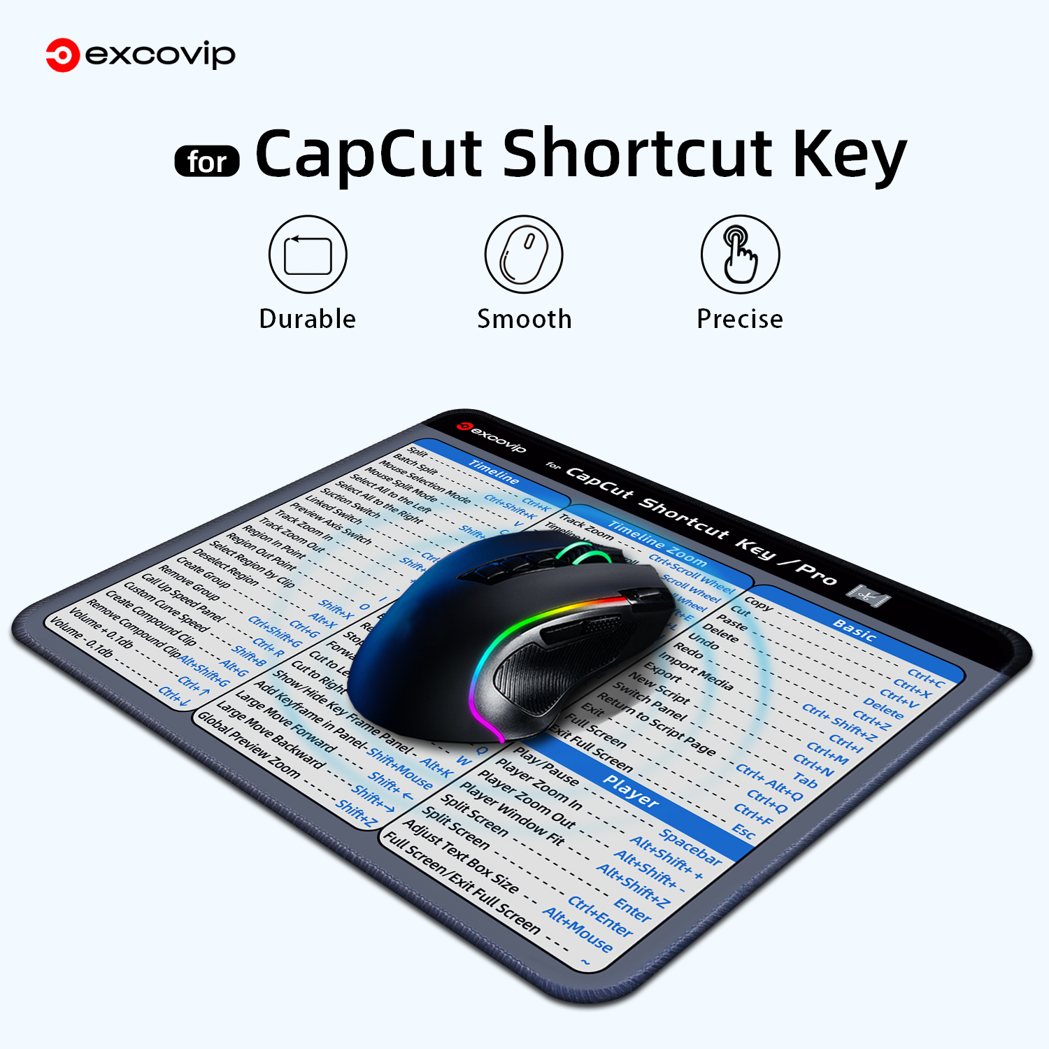 For for capcut English Shortcut Keyboard Mouse Pad Soft Comfortable ...