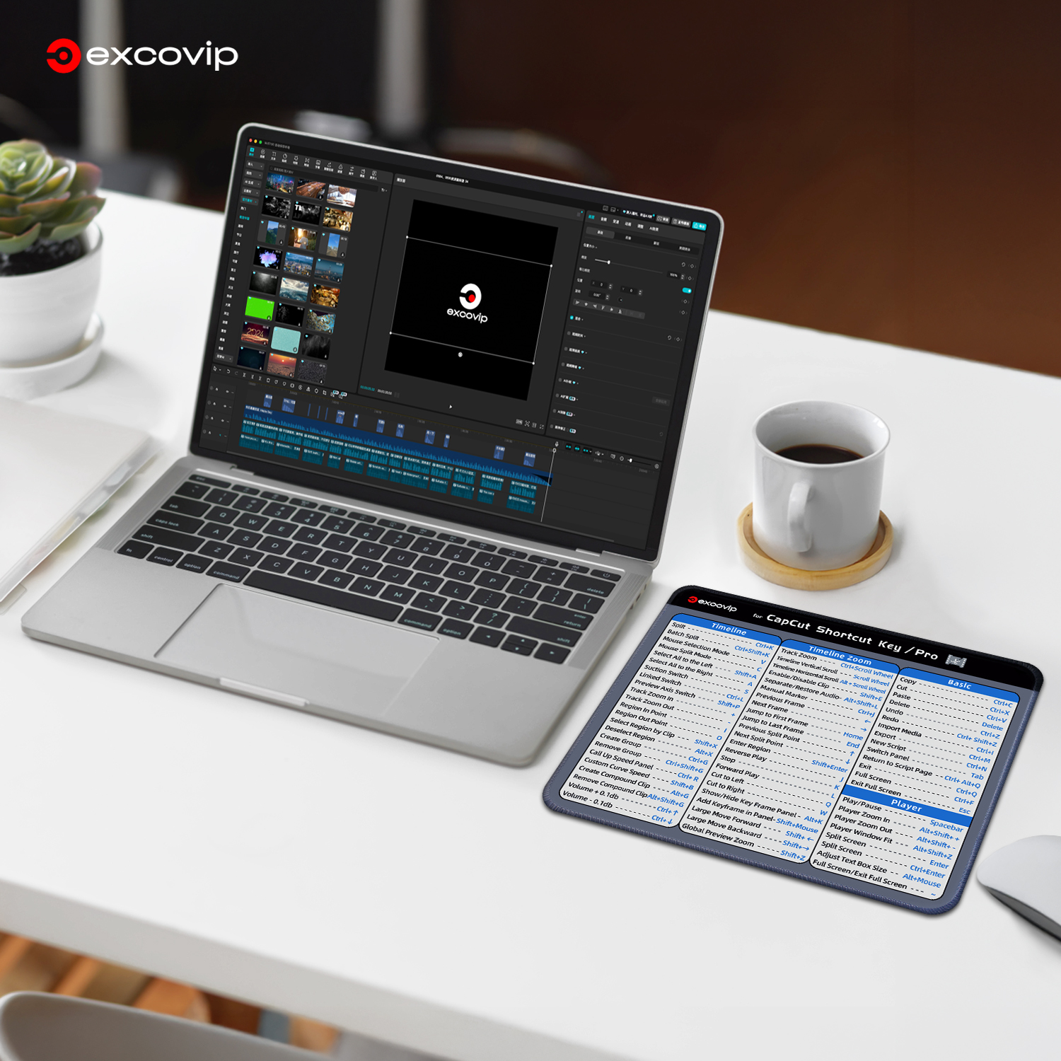For for capcut English Shortcut Keyboard Mouse Pad Soft Comfortable ...