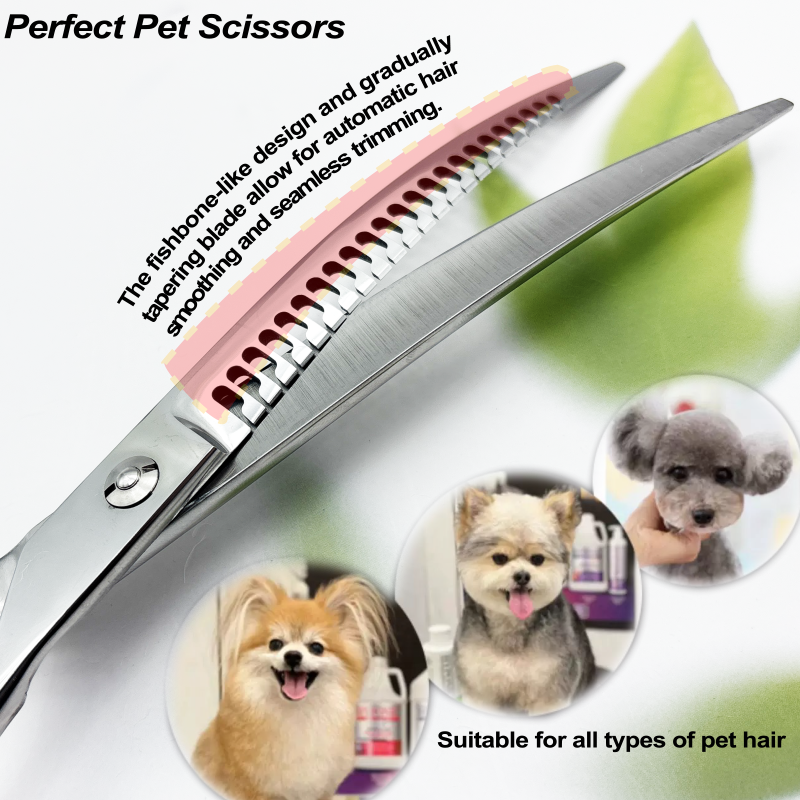 wingsbro 8 inch dog curved shark scissors, pet grooming thinning ...