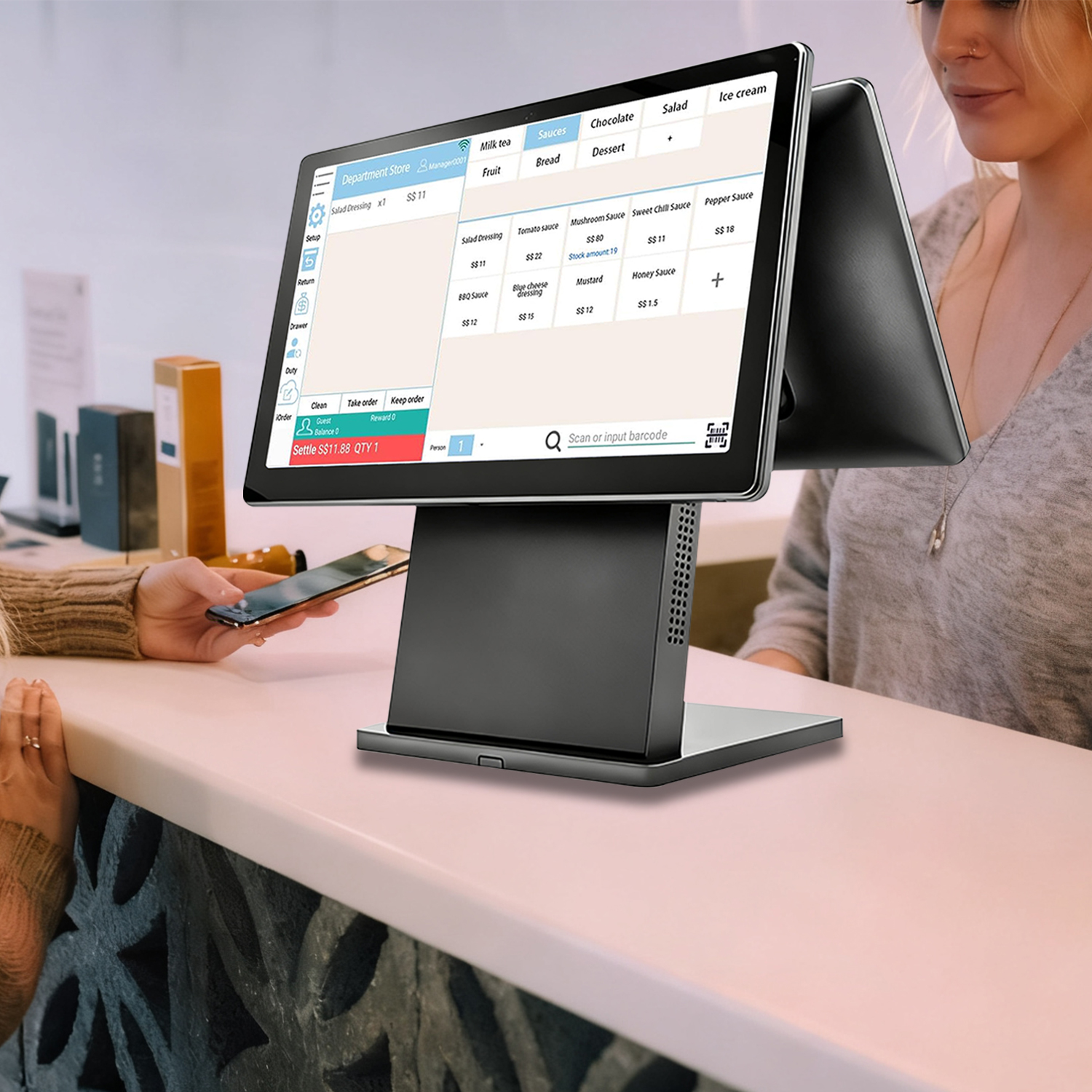 Window Touch Screen POS System All in One Cash Register Machine Retail ...