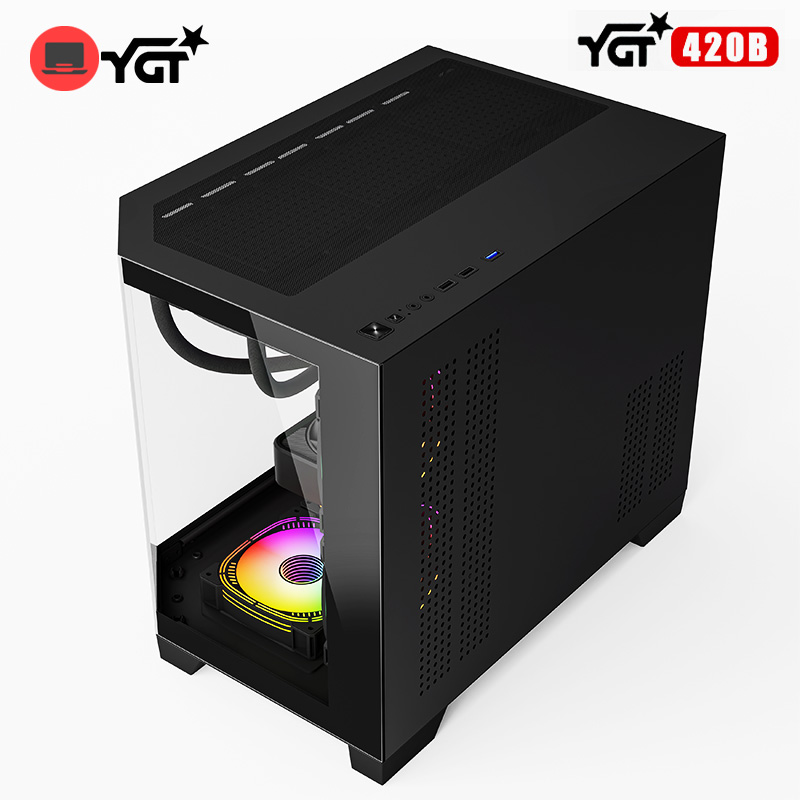 YGT Gaming PC Case Tempered Glass 270° Panoramic Room Seaview Computer ...