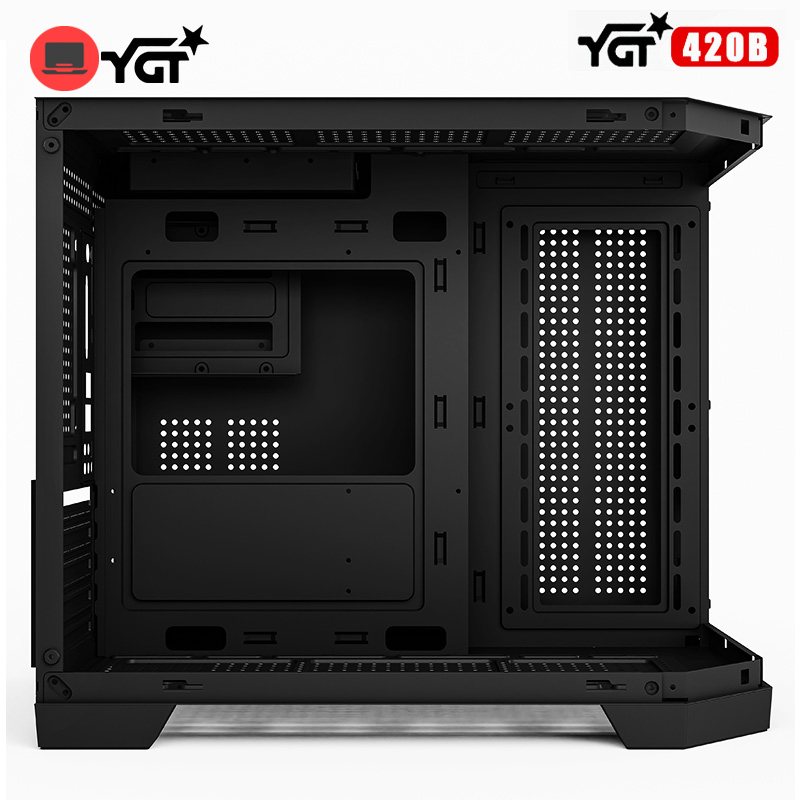 YGT Gaming PC Case Tempered Glass 270° Panoramic Room Seaview Computer ...