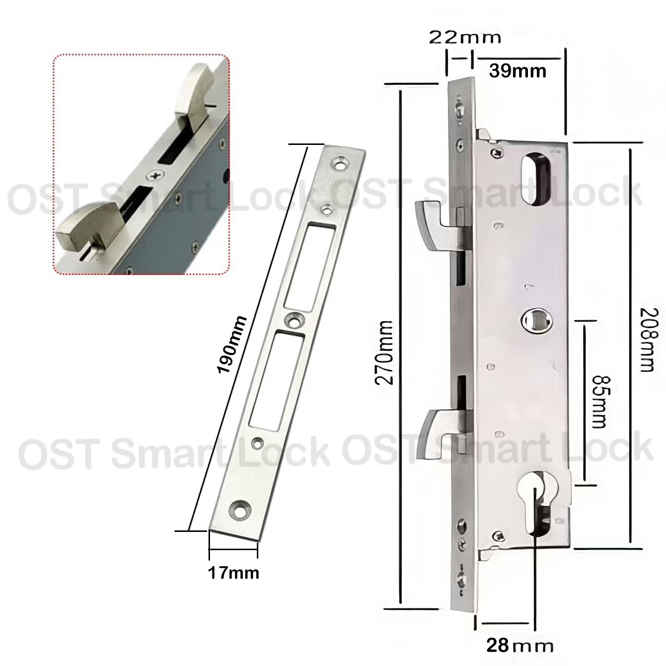 22*270-2885mm Mortise For Smart Password Door Lock Digital Fingerprint ...