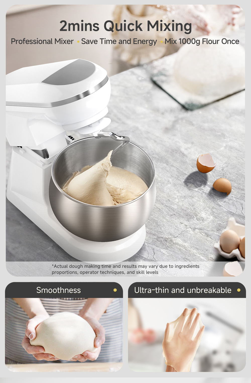 Simplus Stand Mixer 5L Professional Classic Mixer 2mins Quick Mixing ...