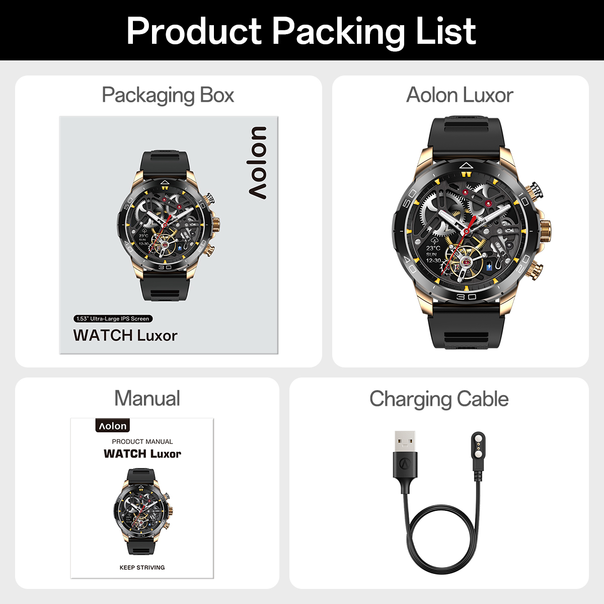 Aolon Luxor Smart Watch 1.53" Large Screen Bluetooth Call Sport Pace ...