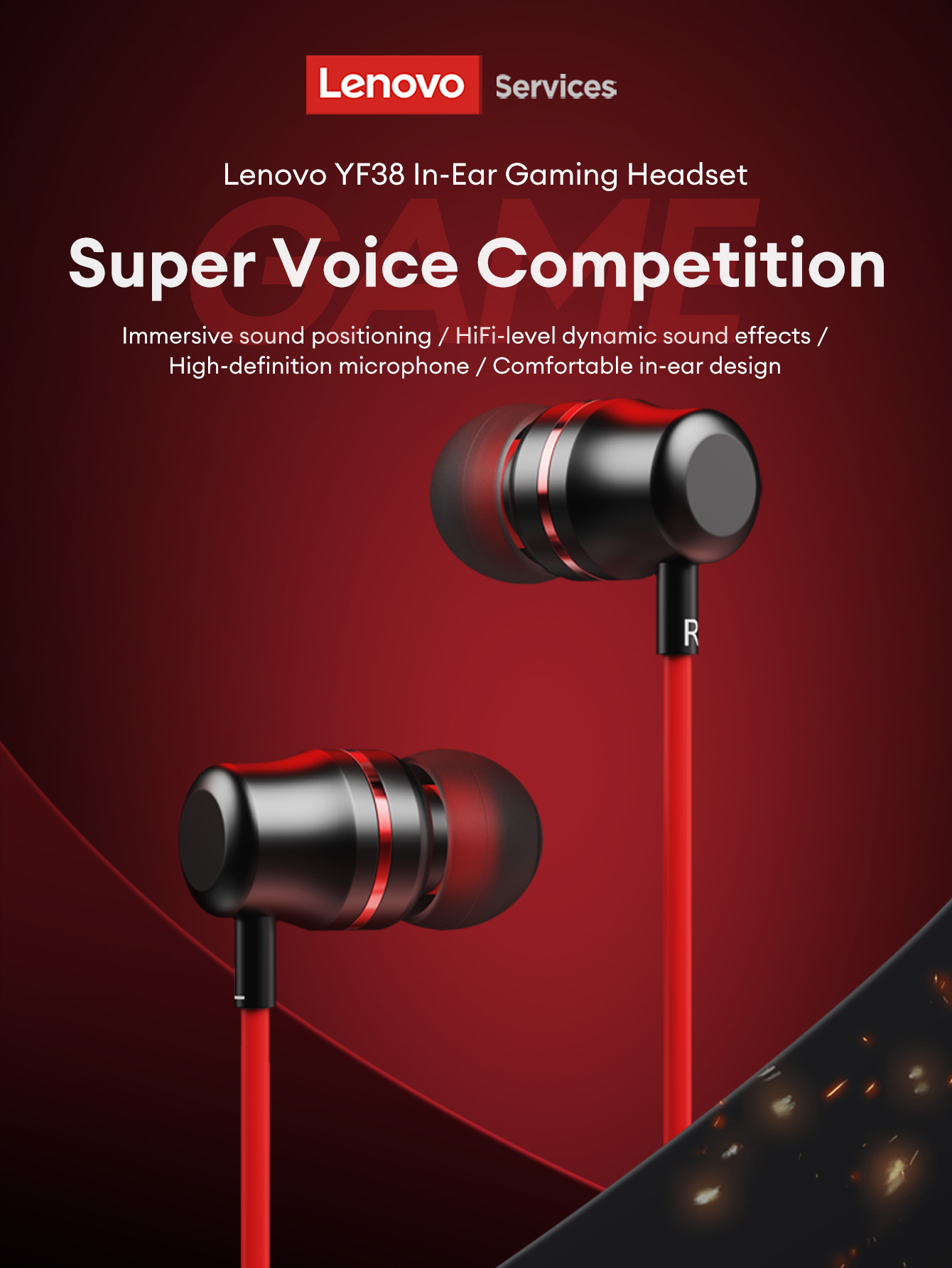 Lenovo YF38 Wired Earphones and In-Ear Gaming Headphones with 10mm ...