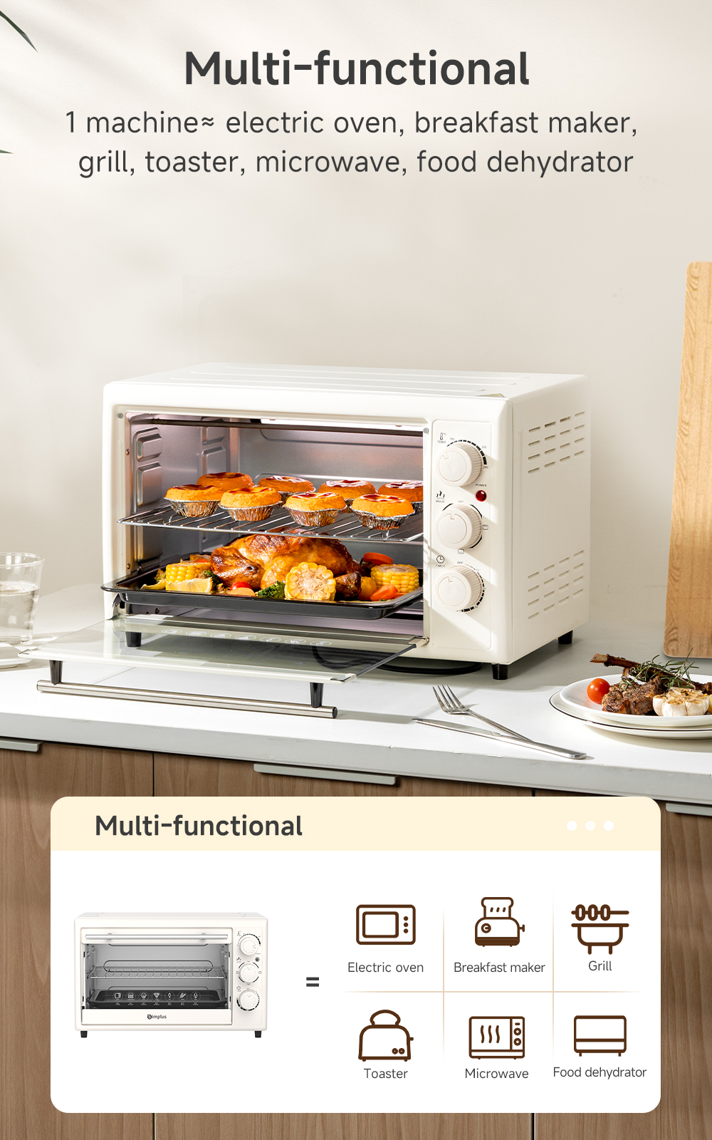 Simplus Electric Oven 30L/10L Multi-function Baking Machine Microwave ...