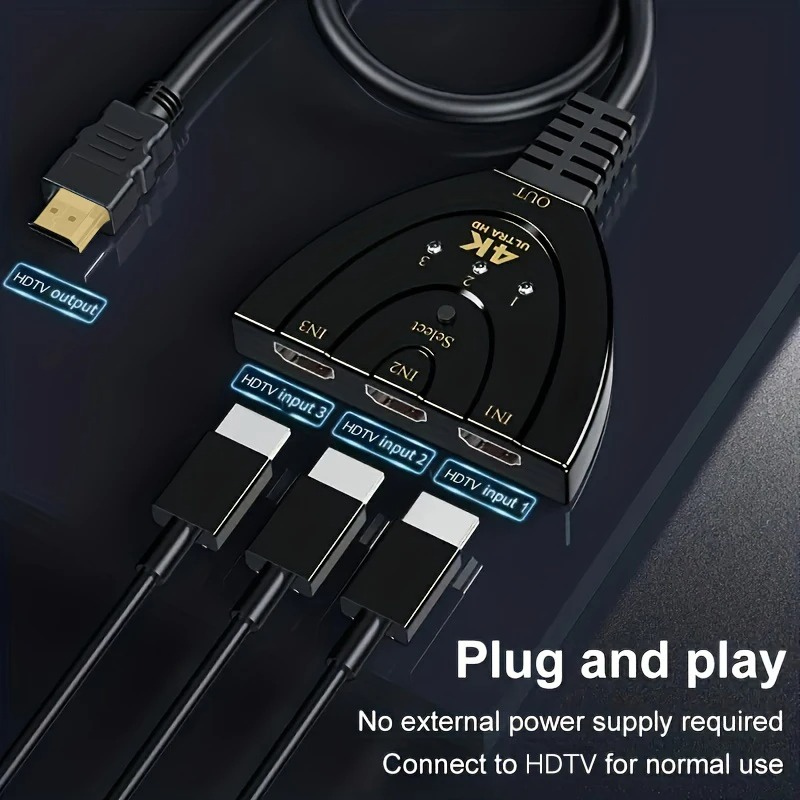 FASO HDMI Switch Hub with 4K*2K Resolution, 3 Inputs 1 Output ...