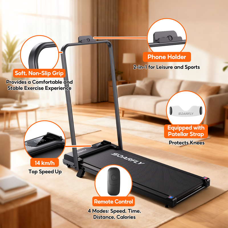 【Free Gift】SOARFLY 1-14KM/H Foldable Electric Treadmill with LED ...