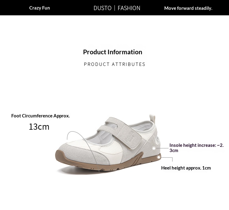 DUSTO Women‘s Mary Jane Sneakers with 3cm Height Increase, Breathable ...