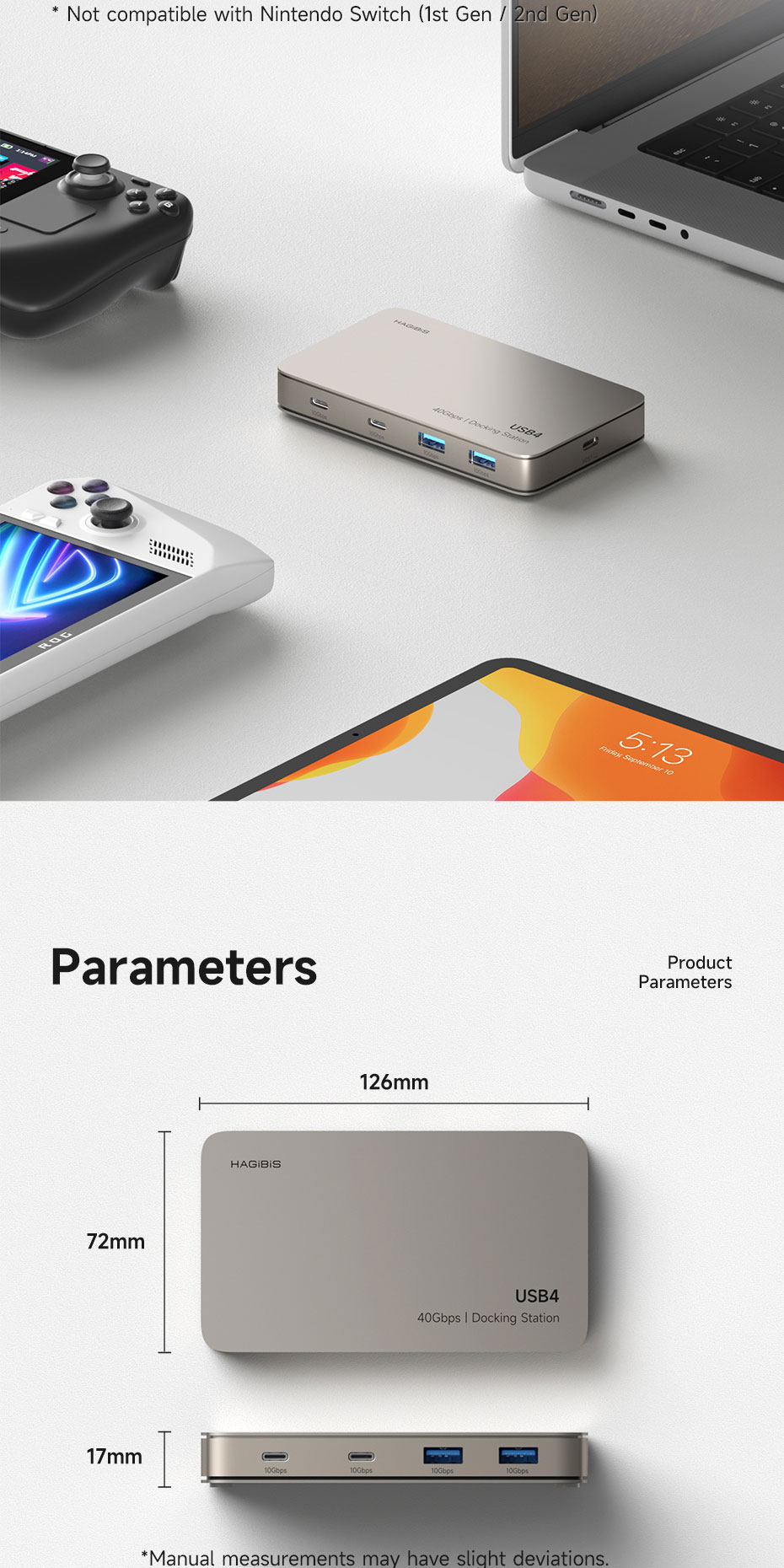 Hagibis USB4 Docking Station USB C Triple Display Hub Compatible with ...