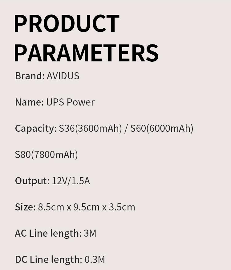 AVIDUS 12V 1.5A True 7800mAh Mini UPS Battery Backup for WiFi Router ...