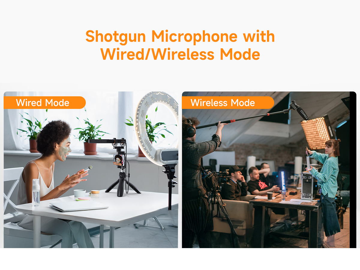 COMICA VM40 Dual-Channel Wireless Shotgun Microphone,On-Camera Mic with ...