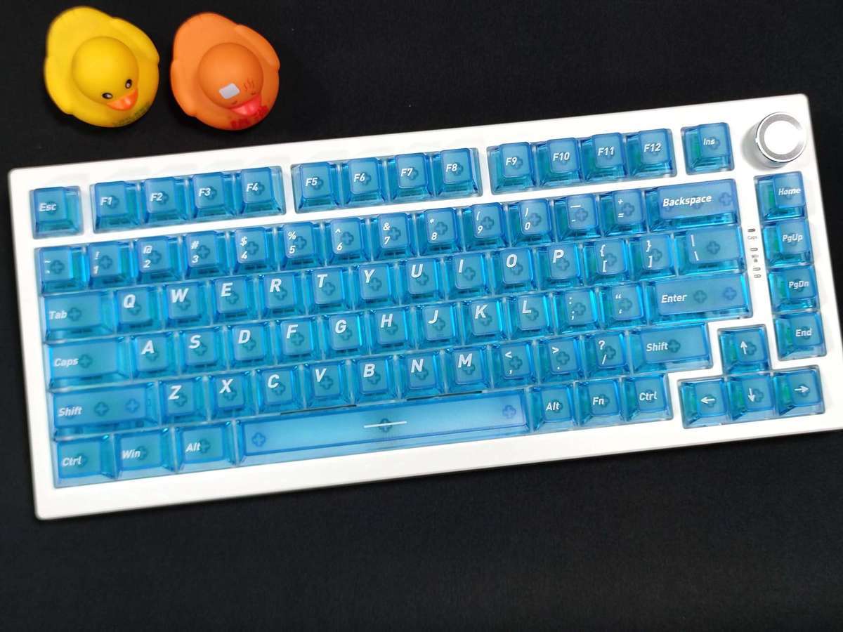 118 Keys Fog Blue Transparent PC Keycaps Double Shot Cherry Profile Key ...