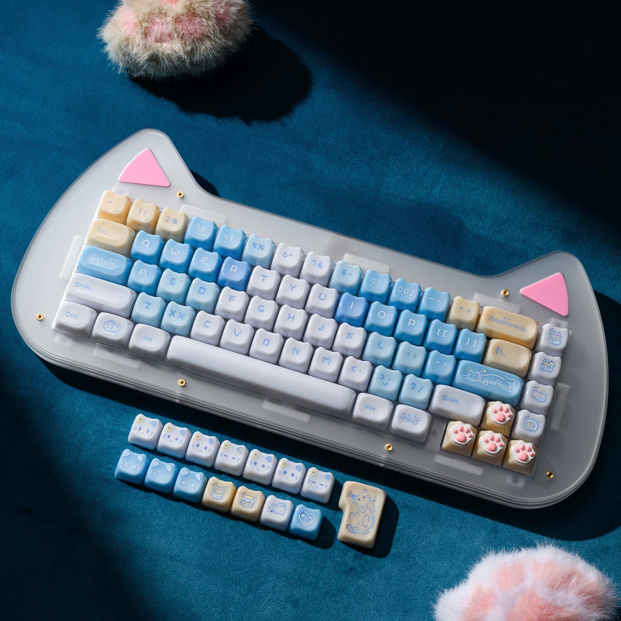 XVX MOA Glossy Cute Cat Theme Keycaps - Ragdoll/Calico/Siamese/Pink ...