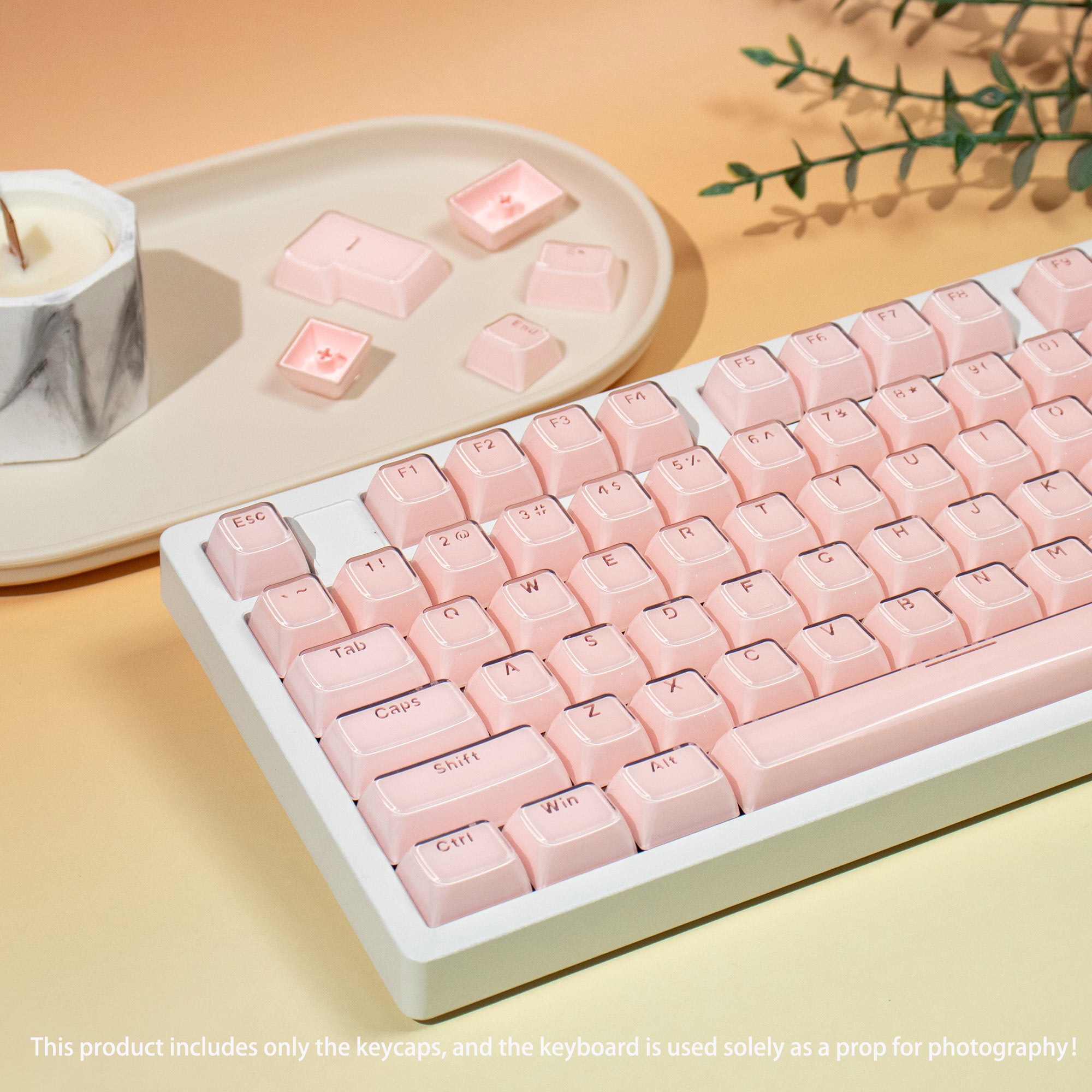 136 Keys Jello Crystal PC Keycaps Pink Translucent Clear Top Print ...