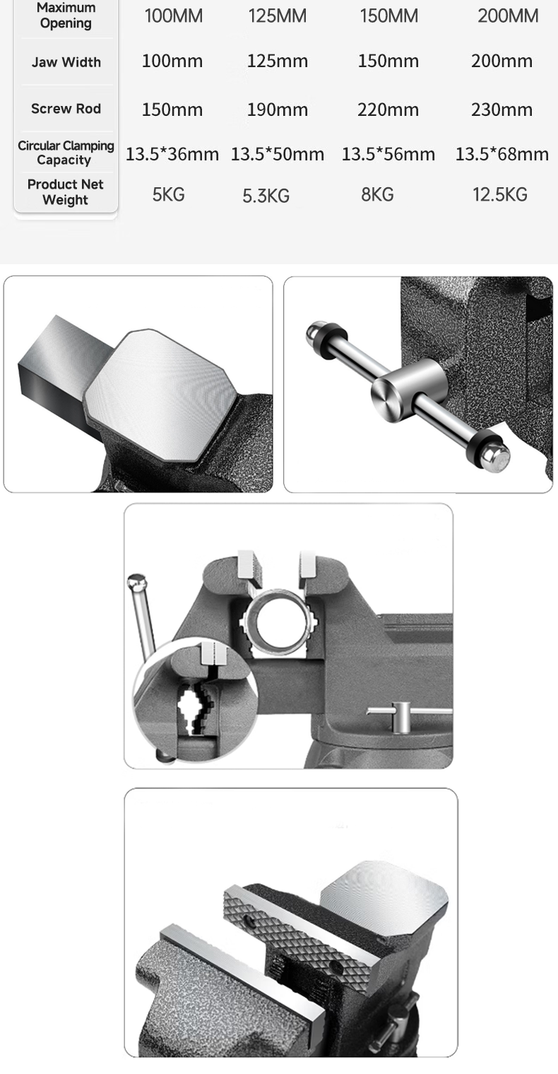 【1S Clamping】Heavy Duty Bench Vise Vice Gato 3"/4"/5"/6"/8" With Anvil Clamp Tool 360° Rotating ...